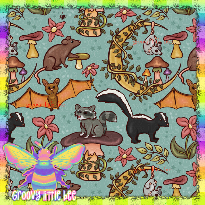 Cottagecore Forest Creatures Seamless – Groovy Little Bee